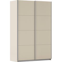 Schwebet&uuml;renschrank OTTO HOME "Kleiderschrank Schrank Garderobe Schlafzimmerschrank THANOS", beige (beige (champagner)), B:136cm H:229cm T:62cm, Holzwerkstoff, Schr&auml;nke, Schwebet&uuml;renschrank, Optional mit Spiegel, Metall-Griffleisten alufarben MADE IN GERMANY