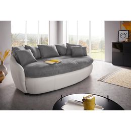 Big-Sofa COTTA "Aruba", anthrazit, wei&szlig;, B:238cm H:79cm T:140cm, Luxus-Microfaser (100% Polyester); Microfaser-Feinstruktur (pflegeleichte Microfaser, mit feiner Struktur, 100% Polyester), Sofas, Big-Sofa, gem&uuml;tliches Megasofa in XXL in organischer Form mit vielen Kissen