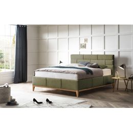 Polsterbett Home Affaire "Balaine", gr&uuml;n (olive), B:198cm H:120cm L:218cm, Betten, Polsterbett, mit Lattenrost, Bettkasten, auch mit 7-Zonen-Taschenfederkernmatratze