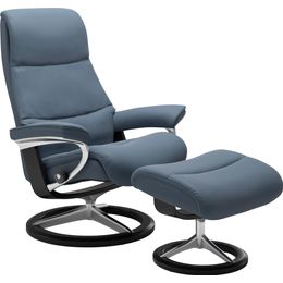 Relaxsessel stressless "View", blau (sparrow blau paloma), B:78cm H:108cm T:78cm, Leder BATICK: BATICK ist ein leicht korrigiertes, durchgef&auml;rbtes und genarbtes M&ouml;belleder, bei dem die meisten Unebenheiten und Spuren in der Regel entfernt wurden.;Leder PALOMA: PALOMA ist ein durchgef&auml;rbtes Semianilin-M&ouml;belleder mit nat&uuml;rlicher Narbung.;ROHLEDER Stoff Q2 FARON: Ein fester zuverl&auml;ssiger Boucl&eacute; mit e