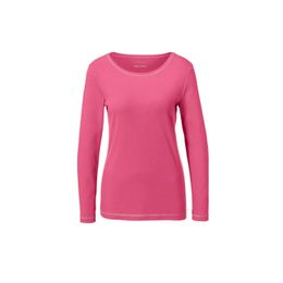 Kurzarmshirt GOLDNER "Kurzgr&ouml;&szlig;e Basic T-Shirt aus reiner Baumwolle", Damen, Gr. 24, pink (kamelie), Obermaterial: 100% Baumwolle CO., Sonstiges, Shirts, Ziern&auml;hte aus Glanzgarn am Ausschnitt und an den S&auml;ume
