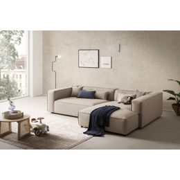 Ecksofa "PIARA XXL, Big-Sofa, Cord, Leinenoptik o. Strukturstoff, L-Form", beige (hellbeige), B:288cm H:66cm T:198cm, 100% Polyester, LeGer Home by Lena Gercke, Sofas, Ecksofa, wahlweise Ottomane rechts/links, Kedernaht, extra tiefe Sitzfl&auml;che