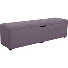 Hockerbank Home Affaire "Checked", lila (dunkelflieder), B:120cm H:42cm T:40cm, Struktur fein (100% Polyester) f&uuml;r Bett Classico, Piazza, Premium und Vega;Struktur (100% Polyester) f&uuml;r Bett Crato und Lucina;Struktur (60% Baumwolle, 40% Leinen) f&uuml;r Bett Kiss;Kunstleder f&uuml;r Bett Natura;Struktur (100% Polyester) f&uuml;r Bett Nordica, Hocker, mit Stauraum, Breite 120 cm und 160 cm, als Bettbank geeignet
