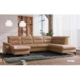 Sit & More Wohnlandschaft SIT & MORE "Astoria U-Form", braun (macciato), B:329cm H:91cm T:225cm, 100% Polyester, Sofas, Wohnlandschaft, wahlweise mit motorischer Relaxfunktion
