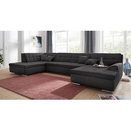 Wohnlandschaft DOMO collection "Aversa U-Form", braun (espresso), B:364cm H:83cm T:201cm, Luxus-Microfaser (100% Polyester);Struktur (100% Polyester);Struktur weich (100% Polyester), Sofas, Wohnlandschaft, wahlweise mit Bettfunktion, frei im Raum stellbar