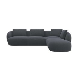 Ecksofa FLEXLUX "Torino, rund, L-Form, Sofa-Ecke mit Ottomane", grau (anthrazit), B:296cm H:85cm T:237cm, Sofas, Ecksofa, Modernes, organisches Sofa-Design, Kaltschaum, Wellenunterfederung