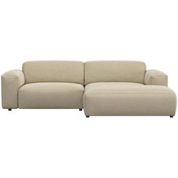 Ecksofa FLEXLUX "Lucera Chaislongue rechts oder links, L-Form, bequem", beige (sandy beige), B:257cm H:73cm T:171cm, 100% Polyester, Sofas, Ecksofa, modern & anschmiegsam, Kaltschaum, Stahl-Wellenunterfederung