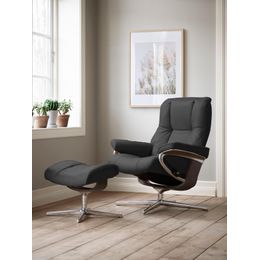 Fu&szlig;hocker stressless "Mayfair", grau (charcoal dinamica), B:55cm H:41cm T:39cm, Microfaser DINAMICA (88% Polyester, 12% Polyurethan), Hocker, Fu&szlig;hocker, mit Cross Base, Gr&ouml;&szlig;e S, M & L, Holzakzent Wenge