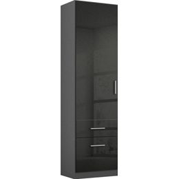 Dreht&uuml;renschrank Rauch "Kleiderschrank Schrank Garderobe Schlafzimmerschrank CELLE", grau (graumetallic, hochglanz effektgrau, griffe alu), B:47cm H:210cm T:54cm, Holzwerkstoff, Schr&auml;nke, Dreht&uuml;renschrank, in 4 Breiten und 2 H&ouml;hen, optional mit Schubk&auml;sten MADE IN GERMANY