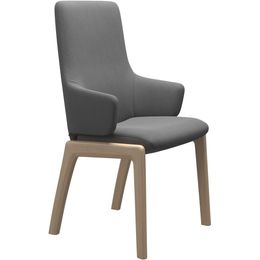 Polsterstuhl stressless "Laurel", grau (dunkelgrau dinamica, walnuss), B:58cm H:105cm T:60cm, Microfaser DINAMICA (88% Polyester, 12% Polyurethan), St&uuml;hle, Polsterstuhl, High Back mit Armlehne, Gr&ouml;&szlig;e L, mit abgerundeten Beinen in Walnuss