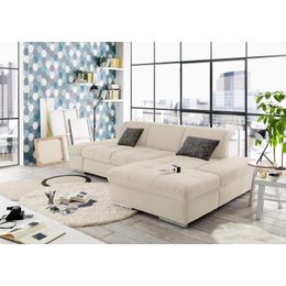 Ecksofa "SO4100 V", beige (creme), B:284cm H:80cm T:190cm, SET ONE BY Musterring, Sofas, Ecksofa, mit verstellbaren Kopfteilen, wahlweise mit Funktionen, Cord-Bezug