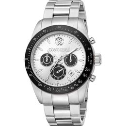 Chronograph Roberto Cavalli "Uomo Chrono", silber (silberfarben, silberfarben), Armbanduhren, Damen, Chronograph, Quarzuhr, Armbanduhr, Herrenuhr, Edelstahlarmband, analog, Tag