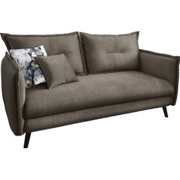 3-Sitzer Home Affaire "Lazio", braun, B:183cm H:97cm T:110cm, 100% Polyester;Wendekissen: 100% Polyester, Sofas, inklusive 1 Stk. Wende- und 1 Stk. Zierkissen