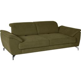 Sit & More 2,5-Sitzer SIT & MORE "Percy", gr&uuml;n, B:207cm T:112cm, Sofas, 12 cm Fu&szlig;h&ouml;he, Sitztiefenverstellung, wahlweise Kopfteilverstellung