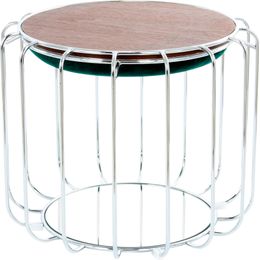 Beistelltisch Kayoom "Pouf Comfortable 110, abnehmbares und wendbares Oberteil", gr&uuml;n (dunkelgr&uuml;n, silber, silber), B:50cm H:45cm T:50cm, Eisen, MDF, Samtbezug, Schaumstoff, Spiegel, Tische, Beistelltisch, praktisch umzuwandeln in Tisch oder Hocker, mit Spiegelglas