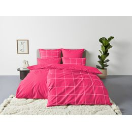 Wendebettw&auml;sche OTTO HOME "Nature", pink (hellpink), B/L: 155cm x 220cm, 1 Stk., 1 Stk., Renforc&eacute;, B/L: 80cm x 80cm, 2 Stk., Renforc&eacute;, Obermaterial: 100% Baumwolle, Bettw&auml;sche, Wendebettw&auml;sche, Bettw&auml;sche in unregelm&auml;&szlig;igem Karo-Muster