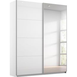 Schwebet&uuml;renschrank OTTO HOME "Kleiderschrank Schrank Garderobe Schlafzimmerschrank THANOS", wei&szlig; (alpinwei&szlig;, hochglanz wei&szlig; mit spiegel), B:136cm H:210cm T:62cm, Holzwerkstoff, Schr&auml;nke, Schwebet&uuml;renschrank, Optional mit Spiegel, Metall-Griffleisten alufarben MADE IN GERMANY