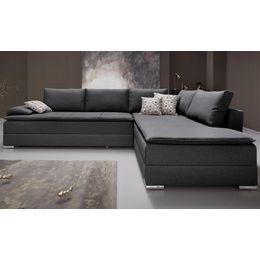 Ecksofa OTTO HOME "Night & Day L-Form, B: 324 cm", grau (hellgrau), B:324cm H:95cm T:218cm, Struktur ( 100% Polyester);Luxus-Microfaser (100% Polyester), Sofas, Ecksofa, mit Bettfunktion, Bettkasten & 3 Zierkissen, Boxspringbett 180x200 cm, Topseller