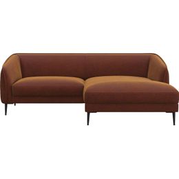 Ecksofa FLEXLUX "Belle Designsofa, bequem durch Kaltschaum im Sitz, OTTOs Choice", braun (cognac), B:218cm H:74cm T:149cm, 100% Polyester, Sofas, Ecksofa, Skandinavisches Design, In hochwertiger Verarbeitung, B/T 218/149 cm