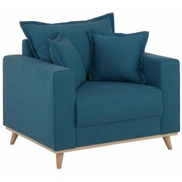 Sessel Home Affaire "Edina", blau (petrol), B:95cm H:74cm T:84cm, Webstoff (100% Polyester);Baumwollmix (50% Baumwolle, 50% Polyester);Baumwollmix (50% Baumwolle, 50% Polyester), Sessel, Sessel, auch in Baumwollmix-Bezug, im skandinavischem Stol
