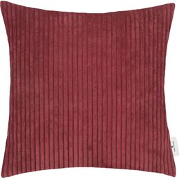Dekokissen Tom Tailor HOME "Big Corduroy", rot (rot, dunkelrot, bordeaux, unifarben), B:45cm L:45cm, Polyester, Dekokissen_Sitzkissen_Kissenh&uuml;llen, mit effektvollem Rei&szlig;verschluss, Kissenh&uuml;lle ohne F&uuml;llung, 1 St&uuml;ck