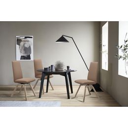Polsterstuhl stressless "Laurel", braun (almond paloma, eiche natur), B:49cm H:105cm T:60cm, Leder PALOMA: PALOMA ist ein durchgef&auml;rbtes Semianilin-M&ouml;belleder mit nat&uuml;rlicher Narbung., St&uuml;hle, Polsterstuhl, High Back, Gr&ouml;&szlig;e L, mit schr&auml;ggestellten Beinen in Eiche natur