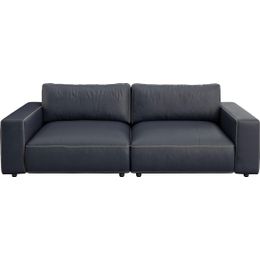 Big-Sofa Musterring "LUCIA", schwarz (schwarz puro), B:252cm H:81cm T:124cm, Flachgewebe FLORIS (100% Polyester);Flachgewebe VALMONT (60% Baumwolle/ 40% Leinen);Microfaser CRONA (100% Polyester), Sofas, Big-Sofa, in vielen Qualit&auml;ten und 4 unterschiedlichen N&auml;hten, 2,5-Sitzer