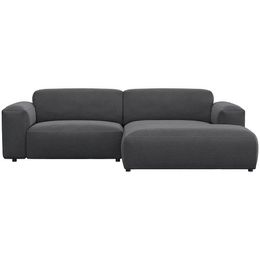 Ecksofa FLEXLUX "Lucera Chaislongue rechts oder links, L-Form, bequem", grau (dervit grau), B:257cm H:73cm T:171cm, 100% Polyester, Sofas, Ecksofa, modern & anschmiegsam, Kaltschaum, Stahl-Wellenunterfederung