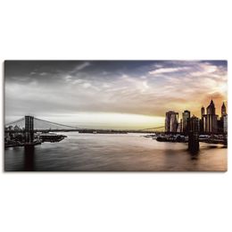 Wandbild Artland "Brooklyn Bridge Panorama", schwarz (farbe bild(er): schwarz), B:60cm H:30cm, Bilder, auf Holzrahmen gespannt