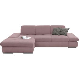 Ecksofa "SO4100 V", lila (flieder), B:284cm H:80cm T:190cm, SET ONE BY Musterring, Sofas, Ecksofa, mit verstellbaren Kopfteilen, wahlweise mit Funktionen, Cord-Bezug
