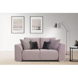 2-Sitzer OTTO HOME "BEATRICE, erh&auml;ltlich in trendigen Stoffoptionen, B/T/H: 143/73/92 cm", rosa (ros&eacute;), B:195cm H:92cm T:107cm, Sofas, In hochwertiger Verarbeitung, incl. 2 gro&szlig;en Zierkissen in Korpusfarbe