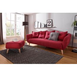3-Sitzer Home Affaire "Baggio modern und romantisches Design, bequem", rot, B:236cm H:80cm T:103cm, Sofas, Zierkissen inklusive