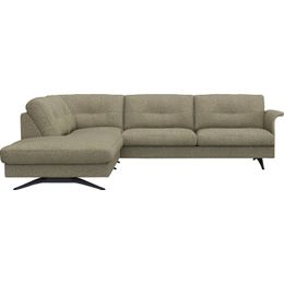 Ecksofa FLEXLUX "Glow, super bequem durch hochwertigem Sitzaufbau mit Federkern, L-Form", gr&uuml;n (fall gr&uuml;n), B:268cm H:81cm T:224cm, 62% Polyester/17%Baumwolle/14%Viscose/7%Leinen, Sofas, Ecksofa, Skandinavisches Design, In hochwertiger Verarbeitung