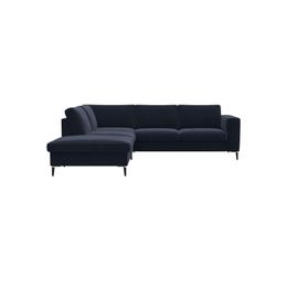 Ecksofa FLEXLUX "Fiore, bequem und komfortabel, zeitlos, OTTOs Choice, L-Form", blau (royal blau), B:241cm H:85cm T:225cm, 100% Polyester, Sofas, Ecksofa, breite Armlehnen, F&uuml;&szlig;e Alu/schwarz, B/T 241/225 cm, Kaltschaum im Sitz