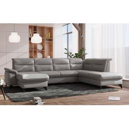Sit & More Wohnlandschaft SIT & MORE "Astoria U-Form", grau (anthrazit), B:329cm H:91cm T:225cm, 100% Polyester, Sofas, Wohnlandschaft, wahlweise mit motorischer Relaxfunktion