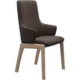 Polsterstuhl stressless "Laurel", braun (braun batick, walnuss), B:58cm H:105cm T:60cm, Leder BATICK: BATICK ist ein leicht korrigiertes, durchgef&auml;rbtes und genarbtes M&ouml;belleder, bei dem die meisten Unebenheiten und Spuren in der Regel entfernt wurden., St&uuml;hle, Polsterstuhl, High Back mit Armlehne, Gr&ouml;&szlig;e L, mit abgerundeten Beinen in Walnuss