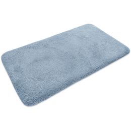 Badematte HOMIE LIVING "Porto Azzurro", blau (rauch blau), H:30mm, Polyester, Badematten, Badematte, Badteppich, uni, rechteckig & rund, waschbar, Badezimmerteppich