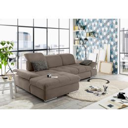Ecksofa "SO4100 V", braun (savannah), B:284cm H:80cm T:190cm, SET ONE BY Musterring, Sofas, Ecksofa, mit verstellbaren Kopfteilen, wahlweise mit Funktionen, Cord-Bezug