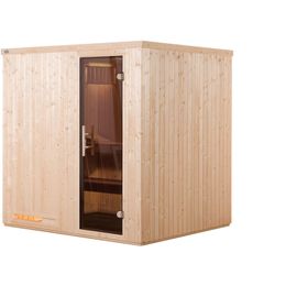 Sauna Weka "Elementsauna HALMSTAD 2", beige (natur), Saunaofen, integrierte Steuerung, 5,4 kW, Saunen, vorgefertigte Elemente, moderne Ganzglast&uuml;r