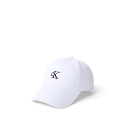 Baseball Cap Calvin Klein Jeans "EMBROIDERED MONOGRAM CAP", Damen, wei&szlig; (hellwei&szlig;), Stoff, Baumwolle, Caps, mit Logostickerei