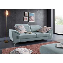 Sit & More 2,5-Sitzer SIT & MORE "Percy", blau (aqua), B:207cm T:112cm, Sofas, 12 cm Fu&szlig;h&ouml;he, Sitztiefenverstellung, wahlweise Kopfteilverstellung