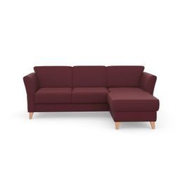 Sit & More Ecksofa SIT & MORE "Visby L-Form", rot (bordeaux), B:248cm H:87cm T:162cm, Sofas, Ecksofa, Wahlweise mit Bettfunktion und Bettkasten, frei im Raum stellbar
