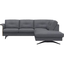 Ecksofa FLEXLUX "Glow, super bequem durch hochwertigem Sitzaufbau mit Federkern, L-Form", blau (navy blau), B:236cm H:81cm T:224cm, 62% Polyester/17%Baumwolle/14%Viscose/7%Leinen, Sofas, Ecksofa, Modernes skandinavisches Design