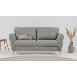 2-Sitzer Home Affaire "MARSEILLE Kompaktsofa 170 cm, Cord, Flachgewebe, Struktur, Webstoff", grau, B:170cm H:88cm T:90cm, 100% Polyester, Sofas, Massivholzbeine Eiche, Landhausstil, Wellenunterfederung