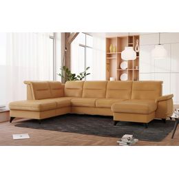 Sit & More Wohnlandschaft SIT & MORE "Astoria U-Form", gelb (dijon), B:329cm H:91cm T:225cm, 100% Polyester, Sofas, Wohnlandschaft, wahlweise mit motorischer Relaxfunktion