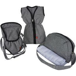 Puppen Schlafsack KNORRTOYS "Puppenzubeh&ouml;rset - Stone", grau (stone), Puppenausstattungen, Kinder, mit Puppenbauchtrage und Wickeltasche