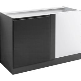Eckunterschrank KOCHSTATION "KS-Bruneck", grau (grau matt), B:120cm H:82cm T:60cm, Holzwerkstoff, Schr&auml;nke, Eckunterschrank, >>Bruneck<< 120 cm breit, f&uuml;r viel Stauraum, hochwertige MDF-Fronten