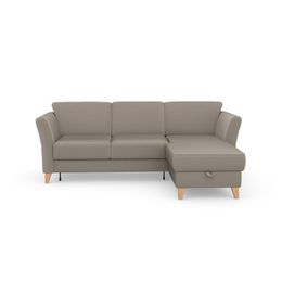 Sit & More Ecksofa SIT & MORE "Visby L-Form", braun (latte), B:248cm H:87cm T:162cm, Sofas, Ecksofa, Wahlweise mit Bettfunktion und Bettkasten, frei im Raum stellbar