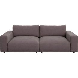 Big-Sofa Musterring "LUCIA", braun (fango crona), B:252cm H:81cm T:124cm, Flachgewebe FLORIS (100% Polyester);Flachgewebe VALMONT (60% Baumwolle/ 40% Leinen);Microfaser CRONA (100% Polyester), Sofas, Big-Sofa, in vielen Qualit&auml;ten und 4 unterschiedlichen N&auml;hten, 2,5-Sitzer