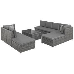 Gartenlounge-Set Konifera "New York", grau, Polyrattan, Sitzm&ouml;bel-Sets, Gartenm&ouml;bel-Set, Tisch 110x65 cm, Aluminium,Polyrattan,individuell stellbar,10 Personen